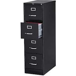Lorell 4-Drawer Vertical File with Lock, 15 by 25 by 52-Inch, Black