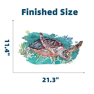 RoyoLam Sea Turtle Wall Decal Nursery Sea Animal Wall Sticker for Bathroom Removable Peel and Stick Waterproof Wall Art Decor Stickers for Kids Baby Classroom Living Room Playing Room Bedroom