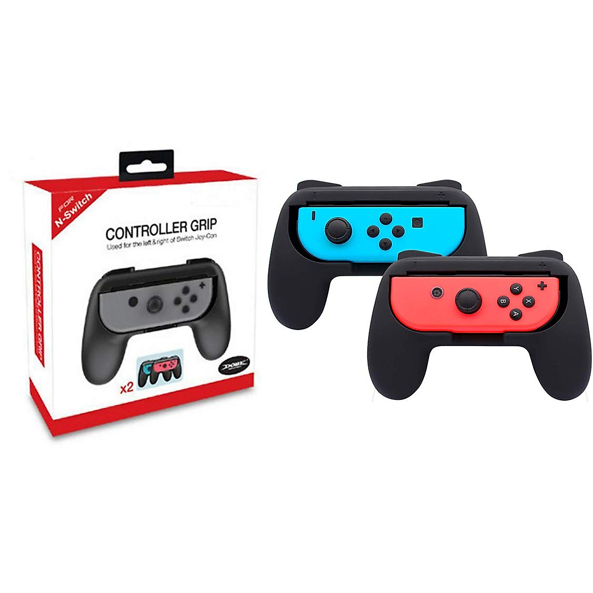 Pokanic Switch Hand Grips 2 Pack Compatible with Nintendo Switch Grips Joy-Con, Pro Controllers, Holder, Pads, Wear Resistant Handle Kit, Scratch Fee, Non-Slip Accessories (Black and Black)