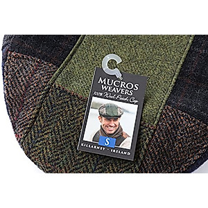 Mucros Men's Flat Cap Patchwork 100% Wool Made in Ireland Small