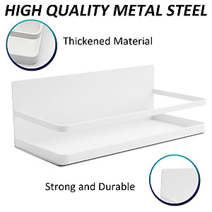 YiaChuii Magnetic Shelves for Refrigerator, Magnetic Spice Racks Fridge Magnets Shelf for Whiteboard with 4 Removable Hooks（2 Pack