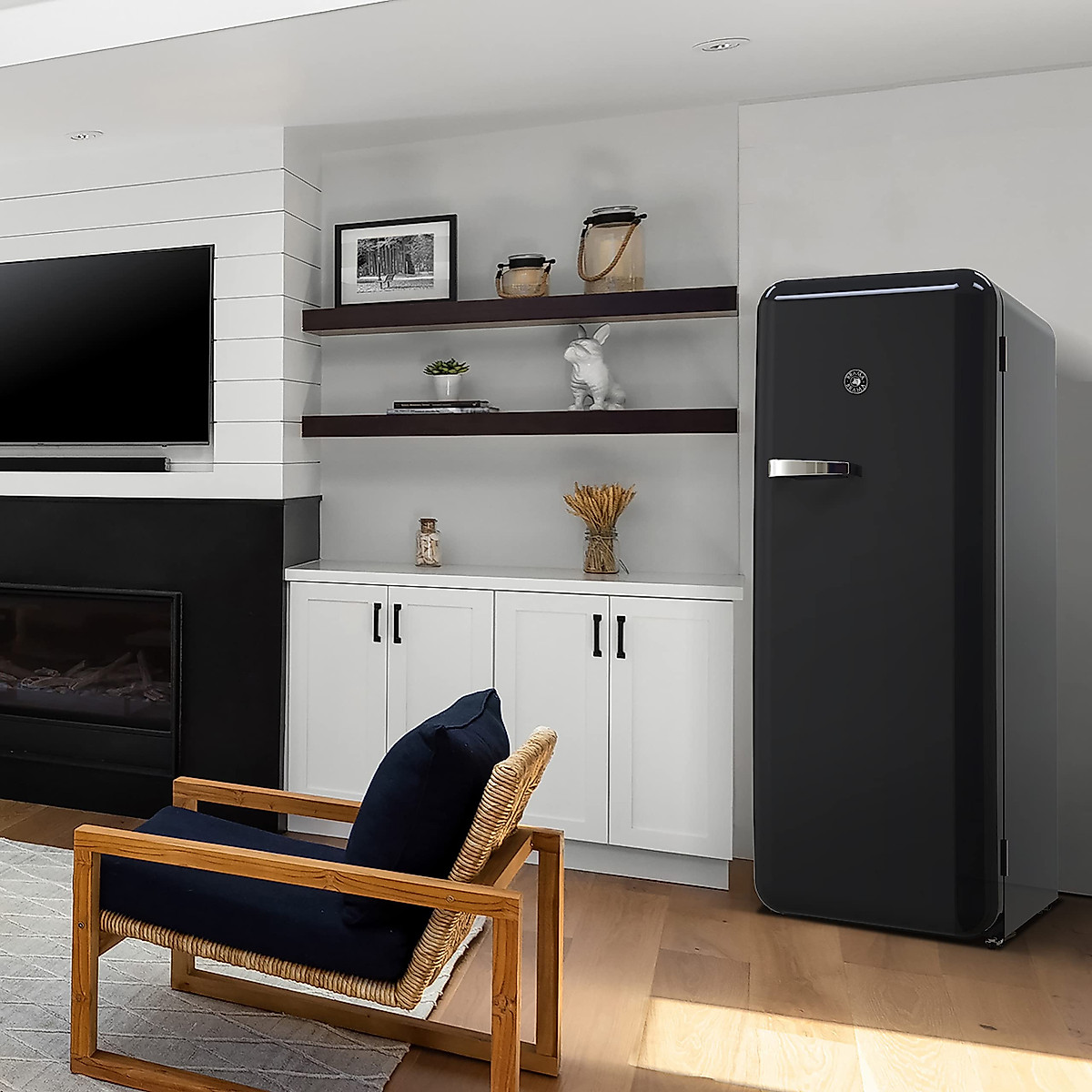 BRAMA Retro Fridge with Top Freezer 9.9 Cu.Ft. Full Refrigerator for Apartment, Condo, House, Kitchen, 24-Inch, Black