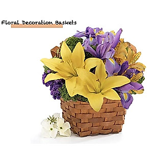 Small Wooden Decorative Woodchip Basket With Handles Empty Baskets 4 Inch 2 Pack For Gifts With Chalkboard Labels. Wicker Baskets Display Snack Pantry Organization Wedding Flower Plant (Dark Stain)