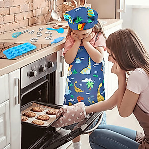 Aoskie Kids Baking Set with Dinosaur Apron and Chef Hat, Cooking Chef Set Baking Supplies Dress Up Role Play Toys Gift for 3-8 Years Old