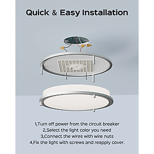 JACKYLED 13 Inch Flush Mount Ceiling Light, Brushed Nickel Ceiling Light Fixture, 3000K/3700K/4500K/5100K/6000K Dimmable Lighting for Bathroom Bedroom Kitchen Stairwell, 36W, 2 Pack