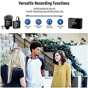 Neewer 2 Pack Wireless Lavalier Microphone with Charging Case, Clip On External 2.4G Mini Mic Compatible with iPhone iPad Android Camera Laptop, 20h Nonstop Working for YouTube Vlog Interview Podcast