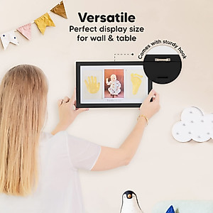 Baby Hand and Footprint Kit - Baby Footprint Kit, Newborn Keepsake Frame, Baby Handprint Kit, Personalized Baby Gifts, Nursery Decor, Baby Shower Gifts for Girls Boys (Onyx Black)