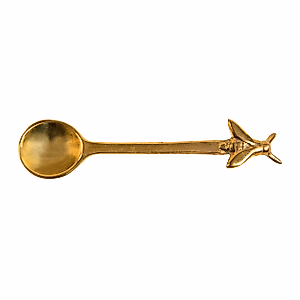 Creative Co-Op Bumble Bee Themed Gold-Colored Brass Spoon