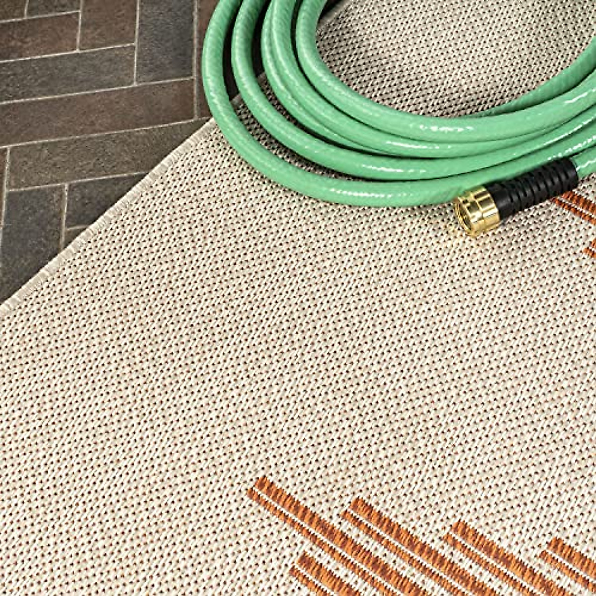 JONATHAN Y SMB204A-5 Vinales Diamond Stripe Indoor Outdoor Farmhouse Transitional Traditional Area Rug,High Traffic,Kitchen,Living Room,Backyard,Non Shedding,5 X 8,Beige/Terracotta