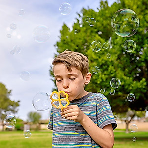 JOYIN Big Bubble Wands Set Bulk for Kids Summer Outdoor Activity Party Favors, 18 Pcs Giant Bubble Maker with Tray, 12" Large, 6 Pcs Solution Suitable for All Age People