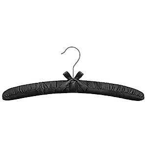 WODMB Practical 15 Inch Large Satin Padded Hangers,Silk Hangers for Wedding Dress Clothes(Black,5 Pack)