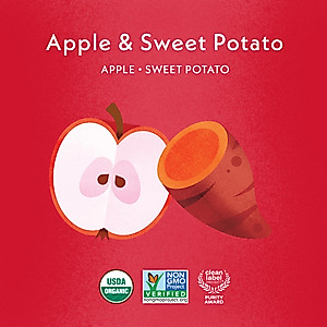 Once Upon a Farm | Organic Baby Blends | Apple Sweet Potato, Apple Blueberry | Cold-Pressed | Unsweetened | Dairy-Free Plant Based | Variety Pack of 24