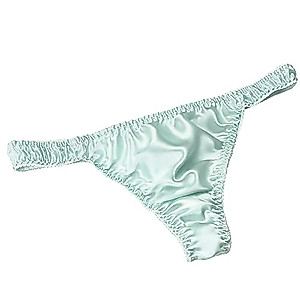 LingDooo Women 3Pairs Pure Silk String Bikini Panties Sexy Wear Soft Thong Healthy Summer Beach Underwear S-XL (XL, A)