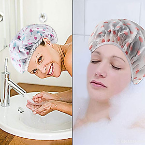 11 Pieces Waterproof Shower Caps Elastic Reusable Plastic Bathing Hair Cap Lady Salon Hat for Kids Girls and Women, Assorted Patterns