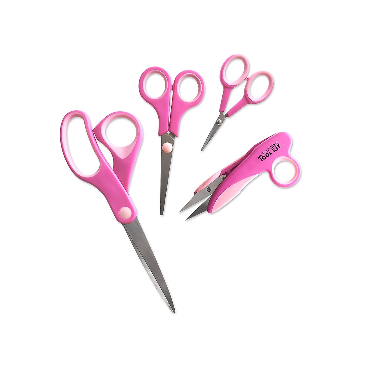 Multicraft Crafter's Soft-Grip Scissors Toolkit Set of 4 - Pink - Embroidery, Craft, Fine Tip, and Thread Snipper