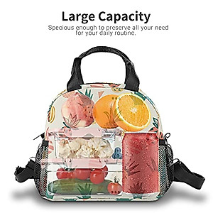 Insulated Kids Lunch Bag, Reusable Lunch Box Container with Adjustable Shoulder Strap for Adult Work School Travel, Thermal Lunch Tote Cooler Bag with Side Pockets for Boys Girls Women Men (Pineapple)