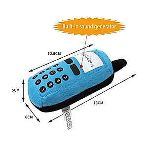 Squeaky Dog Chew Toy Plush Cell Phone Shape Pet Toy Puppy Kitten Teeth Cleaner Soft Pet Molar Training Toys Interactive Sounding Toy(Blue)