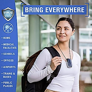 AirTamer A320 Rechargeable Personal Air Purifier, Proven Performance, Virus and Pollutant Tested*, Black with Leather Travel Case