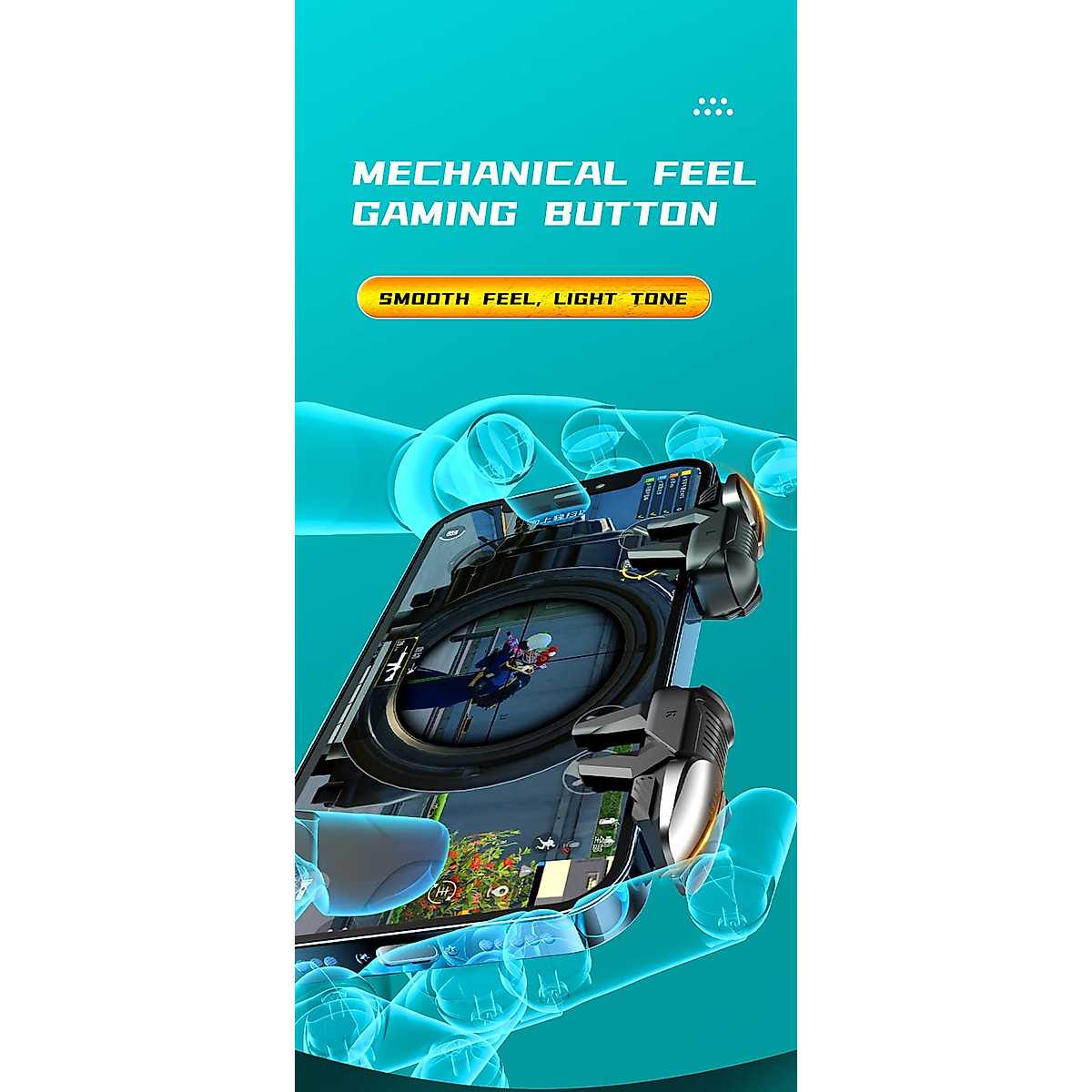 2022 New Model Seven Trees Mobile Game Controller for PUBG/Fornite/Knives Out/Rules of Survival/Call of Duty Gamepad Trigger Aim Button L1R1 L2 R2 Shooter Joystick for iPhone Android iPad Mini 5 Phone Game Pad Accesorios (Blue)