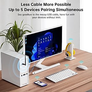 USB Bluetooth 5.3 Adapter for PC, Driver Free, Long Range 492FT / 150M Bluetooth Stick Receiver & Transmitter Compatible with Windows 11/10/8.1, (Need to Disable Built-in Bluetooth of PC) - Black