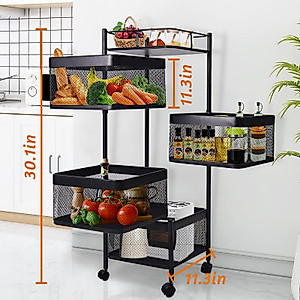 4 Tier 360 Degree Rotating Metal Vegatable Storage Rack w/Swing Out Shelves
