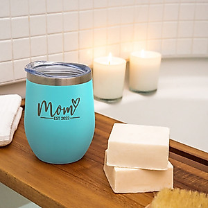 New Mom Gifts for Women - Pregnancy Gifts for First Time Moms to Be Gift - Mom Est. 2022 Spa Bath Box Set w/ Mint Tumbler - First Mothers Day Gifts for New Mom