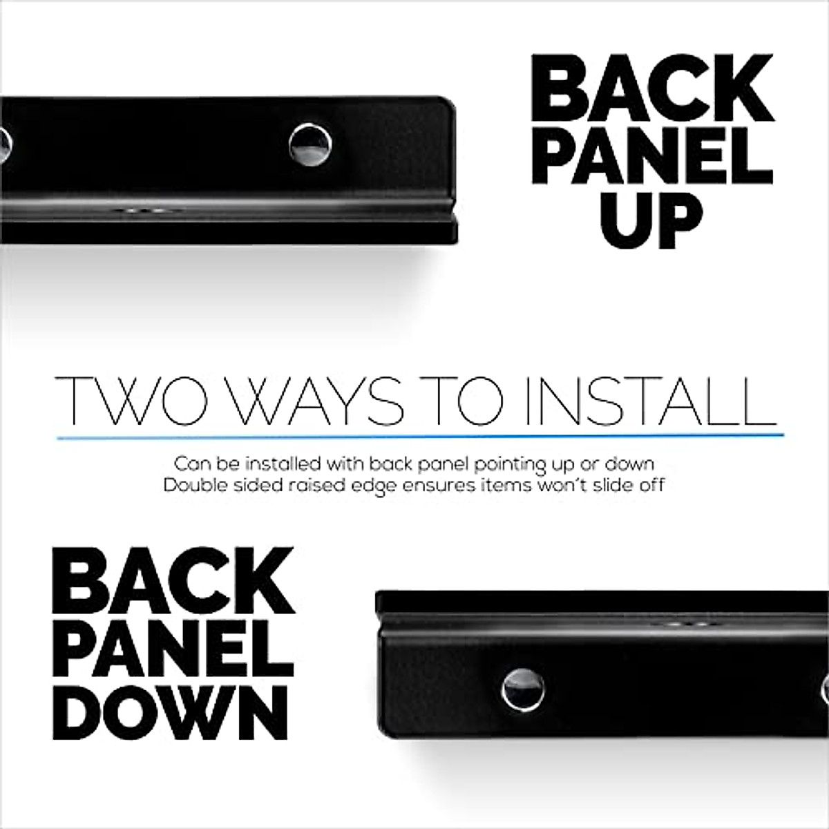 BRAINWAVZ 2-Pack 6" Floating Metal Wall Shelf for Books, Organizer, Speakers, Plants, Cameras, Books, Decor Display, Storage, Routers & More Wide Universal Holder Shelf (Black)