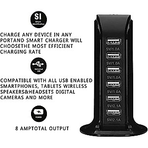 Charging Station for Multiple Devices, USB Charging Hub 30W 6 Port Fast Charging Station, Multiport Wall Charger Quick Charge 2.1A Tower Power Adapter