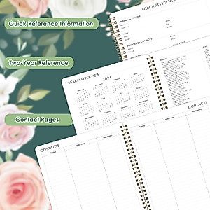 2024 Planner - Planner/Calendar 2024, Jan 2024 - Dec 2024, 2024 Planner Weekly and Monthly with Tabs, 8" x 10", Flexible Cover + Thick Paper + Twin-Wire Binding, Perfect Daily Organizer - Floral