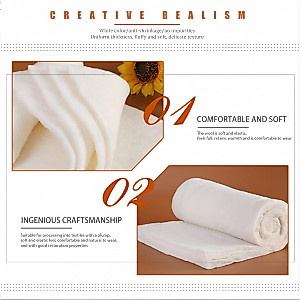 piqoeei Wool Felt,Needle Felting, Wet Felting, Wool Felt Fabric,Wool Quilt Batting,Natural Ecru Color,19 Micron,Extra Fine Pre Felt Fabric for Craft and Wearable Arts