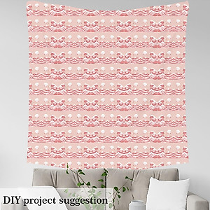 Feelyou Japanese Wave Fabric by The Yard 1 Yard Ocean Wave Decorative Waterproof Outdoor Fabric for Sofa Japanese Ukiyoe Theme Home Decor Upholstery Fabric Pink Japanese-Style DIY Reupholstery Fabric