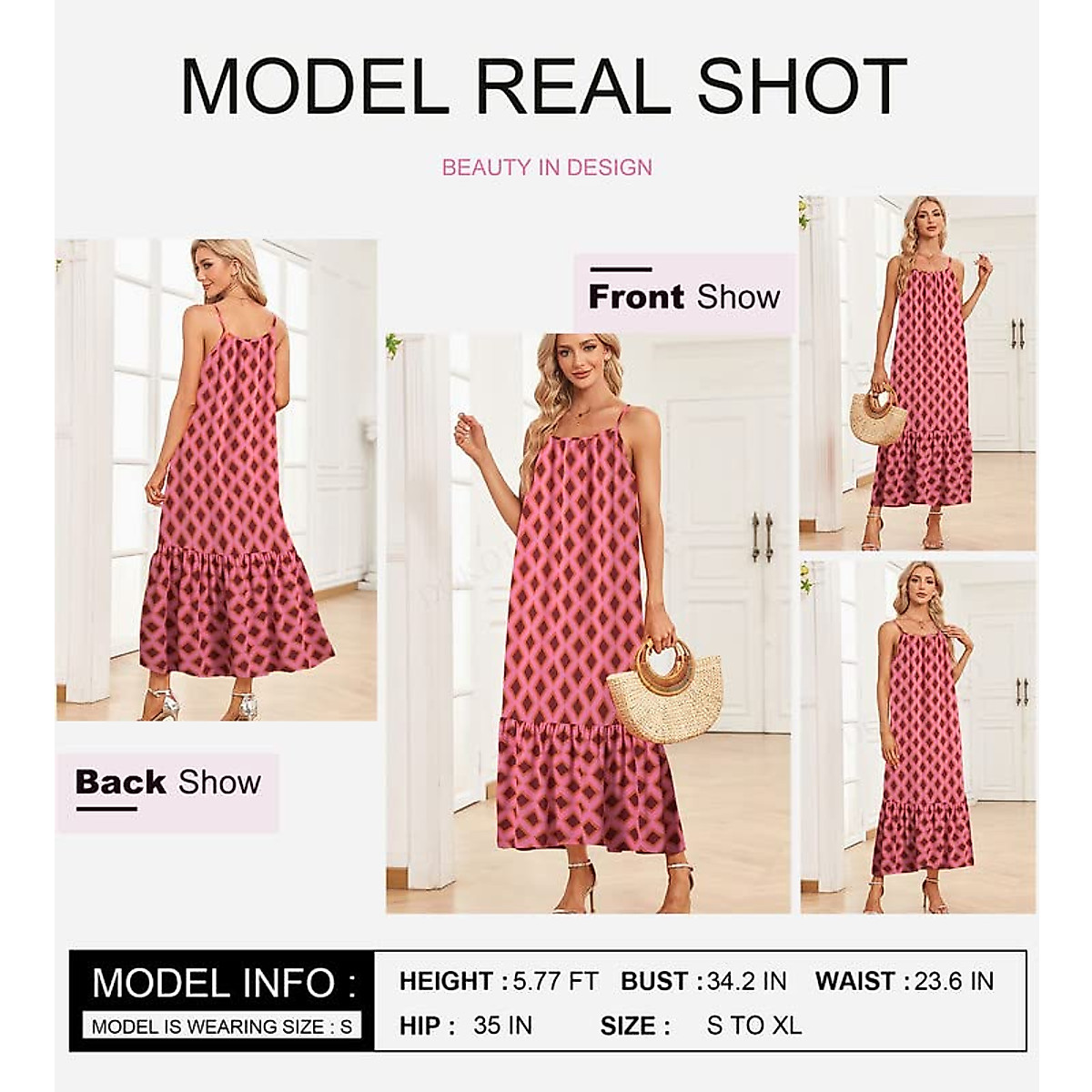 Dokotoo Womens Summer Dresses U Neck Spaghetti Strap Casual Boho Printed Hawaiian Dress Ruffle A Line Maxi Dresses for Beach Vacation X-Large Multicolor