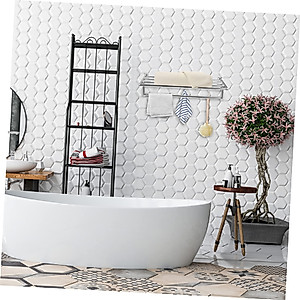 GARVALON Bathroom Towel Rack Towel Holder Bathroom Toilet Storage Rack Bathroom Towel Shelf Foldable Towel Shelf Bathroom Shelf Organizer Towel Rod No Punching Hand Towel Space Aluminum