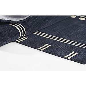 Momeni Simba Wool Hand Tufted Contemporary Indoor Area Rug, Navy, 2'6" X 8' Runner