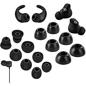 A-Focus 【Ear Tips & Hooks Kit】 Compatible with Beats Studio Buds/Fit Pro【 Memory Foam & Silicone 】, Soft Comfortable Noise Reduce Earbuds Wingtip Gel Compatible with Beats Flex, 21423H Black