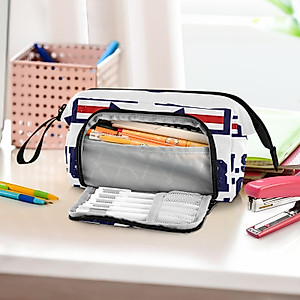 Yasala 4th of July Pencil Case Us Air Force Star Pen Pouch Holder Art Kits Storage Bag Cosmetic Organizer Carrying Case for Office Supplies Large Stationary Bag with Handle