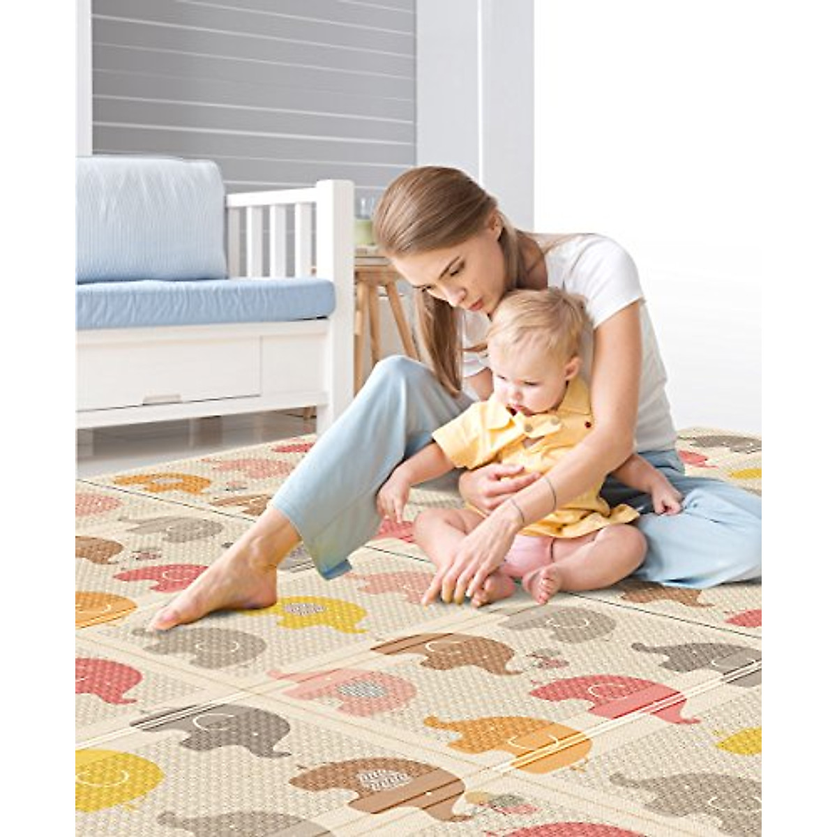 Parklon Folding Play Mat (78.7 x 55.1 x 0.4 inch) (Little Elephant)