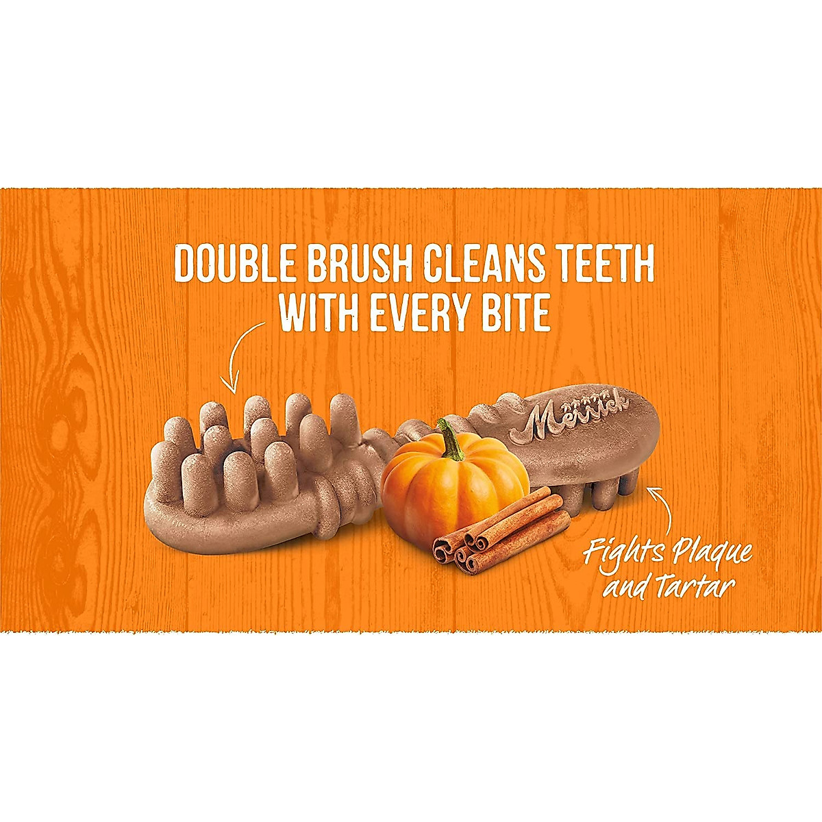 Aurora Pet Bundle Pack (2) Merrick Fresh Kisses Real Pumpkin & Cinnamon Flavor Medium Breed Dog Dental Treats with (1) Grooming Wipes