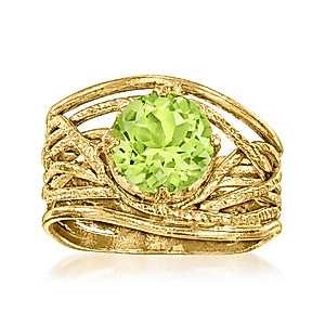 Ross-Simons Gemstone Textured Openwork Ring in 18kt Gold Over Sterling