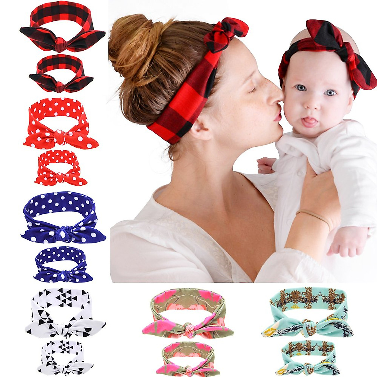 Mommy and Me Headband Set is Matching Headbands for Mother & Daughter, Gift for Mom & Baby Girl & Mom Headband Or Hairbands with Bunny Ears Headwrap for New Mom & Newborn Infant Toddle 12Pack/6sets