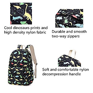 3Pcs Cool Dinosaur Prints Elementary Girls Boys Backpacks with Lunch Bag, Capacity School Bag Back Packs for Boys