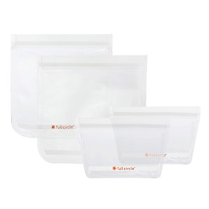 Full Circle ZipTuck Reusable Plastic Bags Sandwich Set and Snack Set, Clear