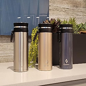 Tea Thermos with Infuser, 18 oz Stainless Steel Double Wall Insulated Ozizo Flask with Leakproof Lid