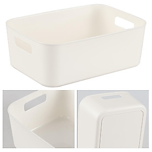 Tstorage Plastic Open Storage Bins for Cupboards, Plastic Storage Baskets with Handles, White, 6 Packs