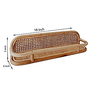Midoshark Rattan Wall Shelf Floating Shelvs Wall Mounted Wall Decor Accent Wall Shelf