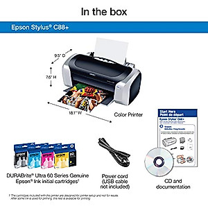 Epson Stylus C88+ Inkjet Printer Color 5760 x 1440 dpi Print Plain Paper Print Desktop Model C11C617121