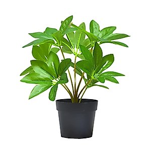 MRTIOO Mini Potted Artificial Potted Plants Fake Plastic Leaves Plants, Realistic Fake Plant with Plastic Pot, for Home Garden Office Store Kitchen Decor - with Flowerpot