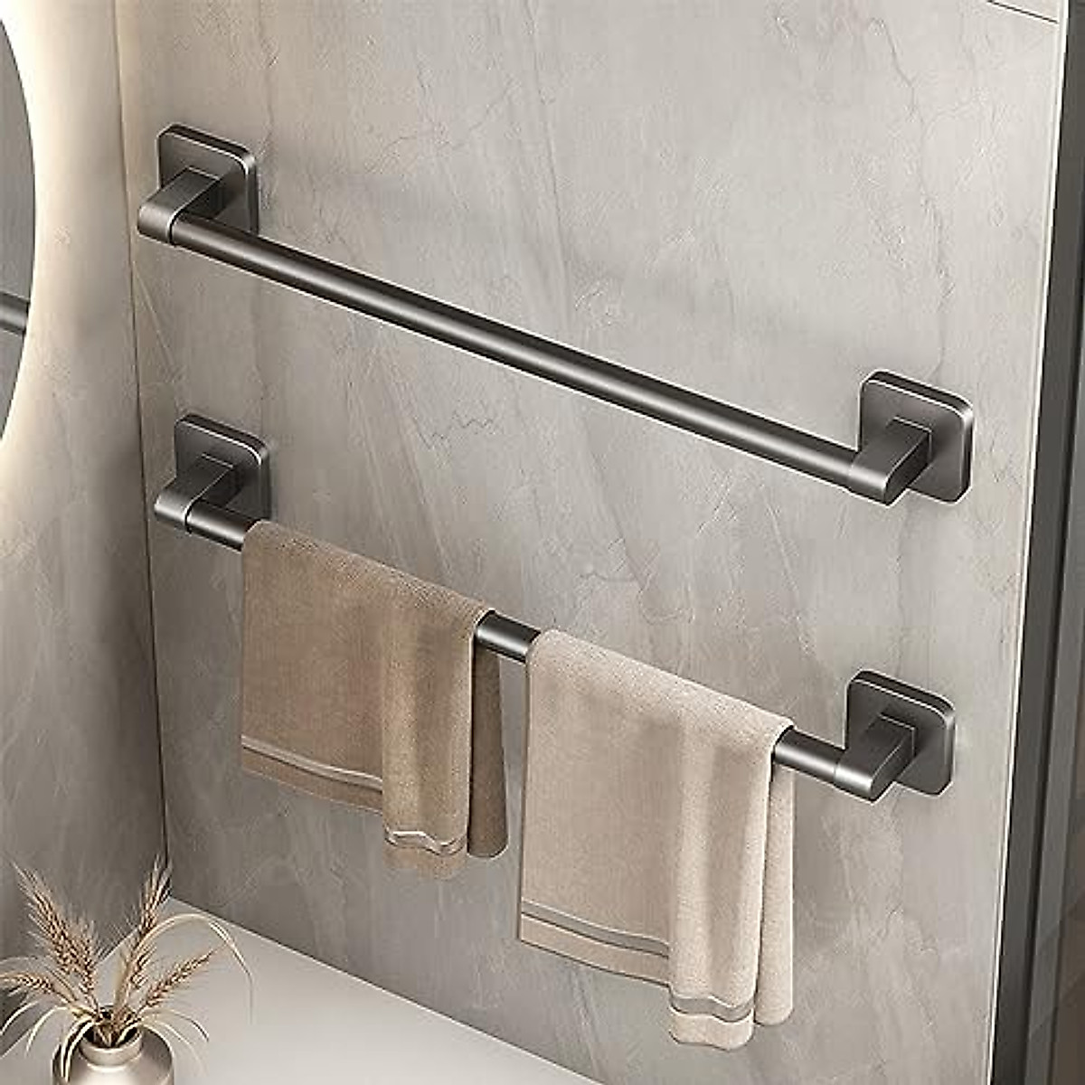 Bathroom Towel Bar, 19.69 Inch Towel Racks for Bathroom Wall Mounted, Heavy Duty Bath Hand Towel Holder Organizer, Modern Home Decor Towel Rod, Gray Single Bar (Gray)
