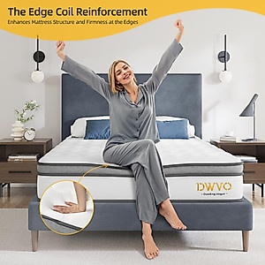 DWVO King Size Mattress - 12 Inch Memory Foam Mattress Twin - Hybrid Mattress in a Box with Pocket Spring Coils for Motion Isolation/Edge Support/Quiet Sleep/CertiPUR-US