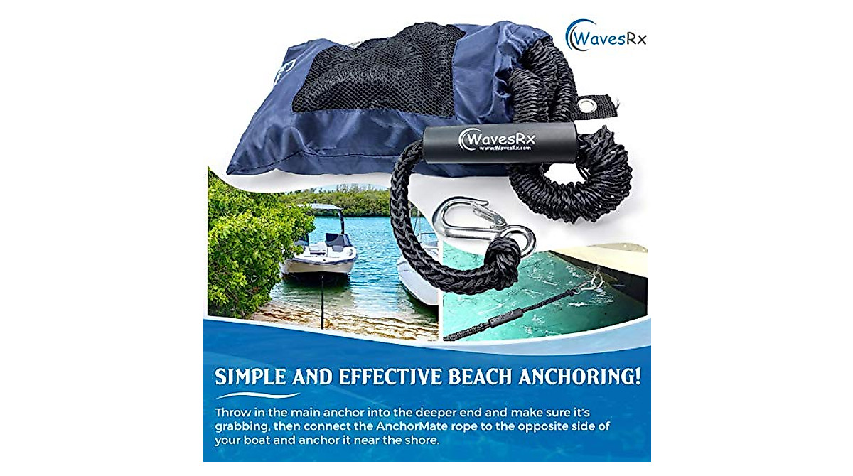 WavesRx 14'-50' AnchorMate Bungee Line for Safer Boat Anchoring